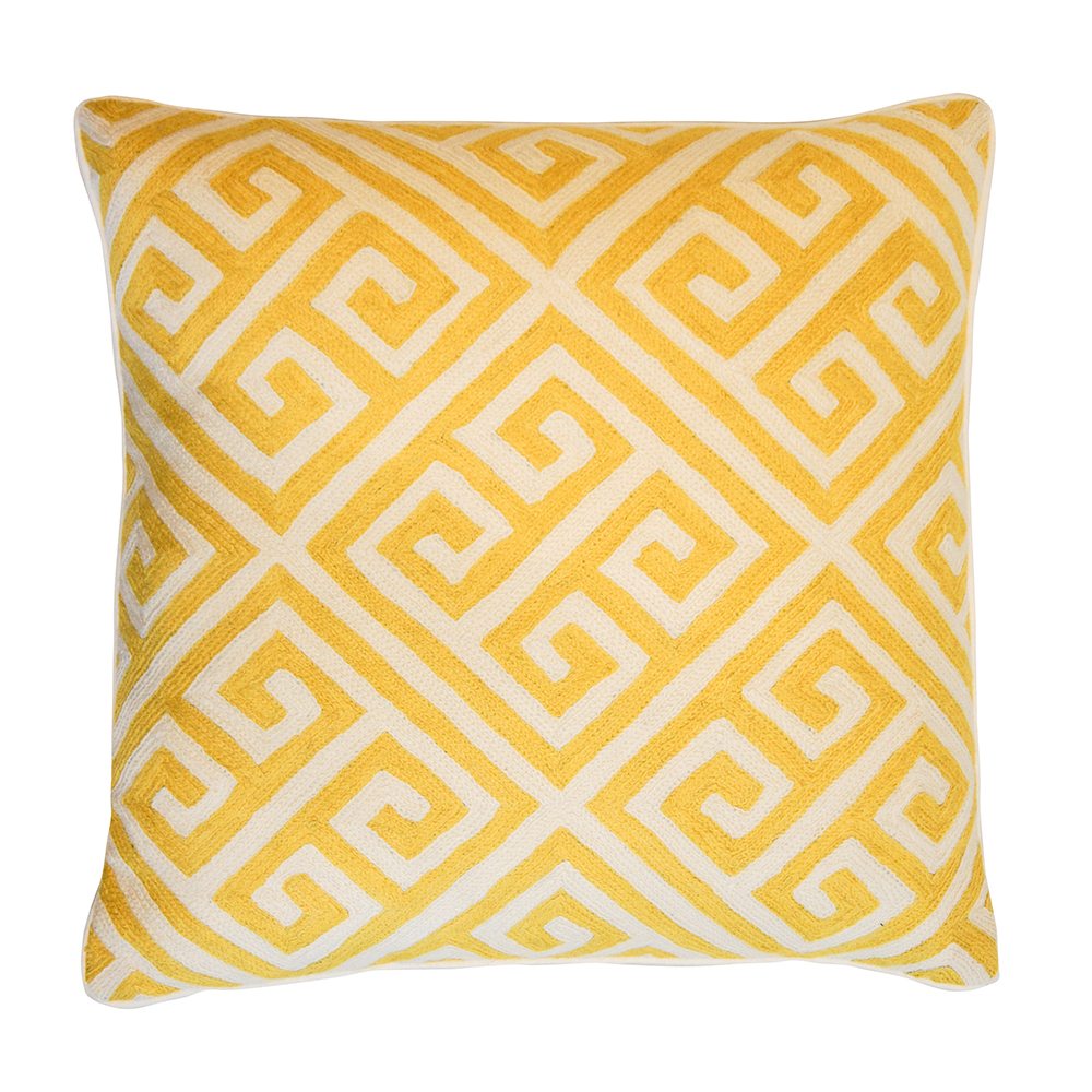 Yellow Greek Key Cushion – Hedgeroe Home
